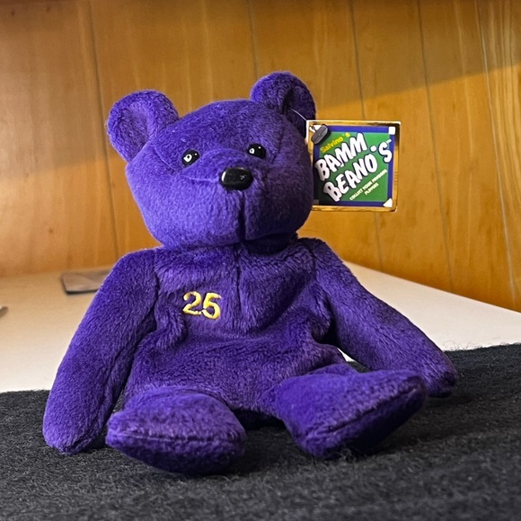 Bamm Beanos | Other | Vintage Mark Mcgwire 25 Rare 998 Salvinos Bamm Beanos Beanie Purple Bear 9 ...